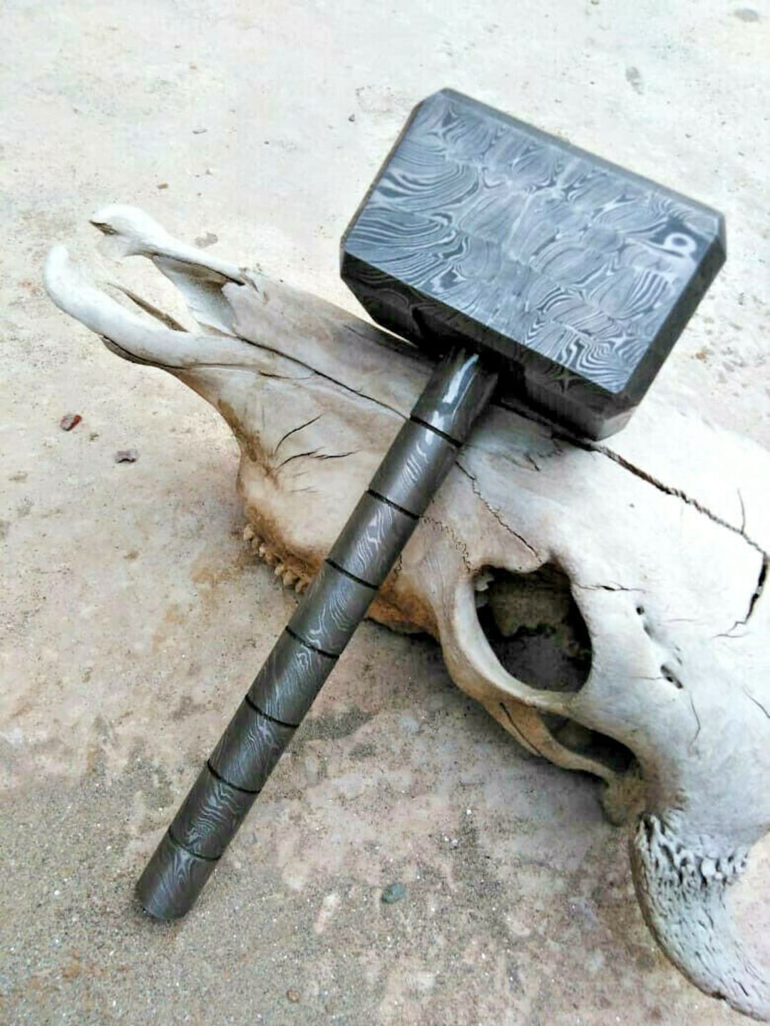 Handmade Damascus Steel Hammer: Full Tang Hand Forged Tool - Etsy