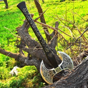 Custom Handmade Double Headed Viking Steel Axe , Double Bit Axe With ...