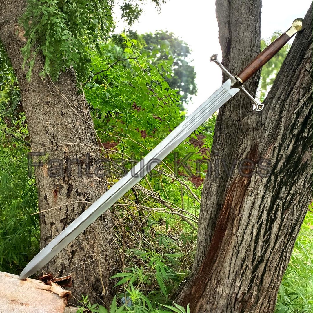 54" Handmade Stainless Steel Full Tang Sword Rose Wood Handle With ...