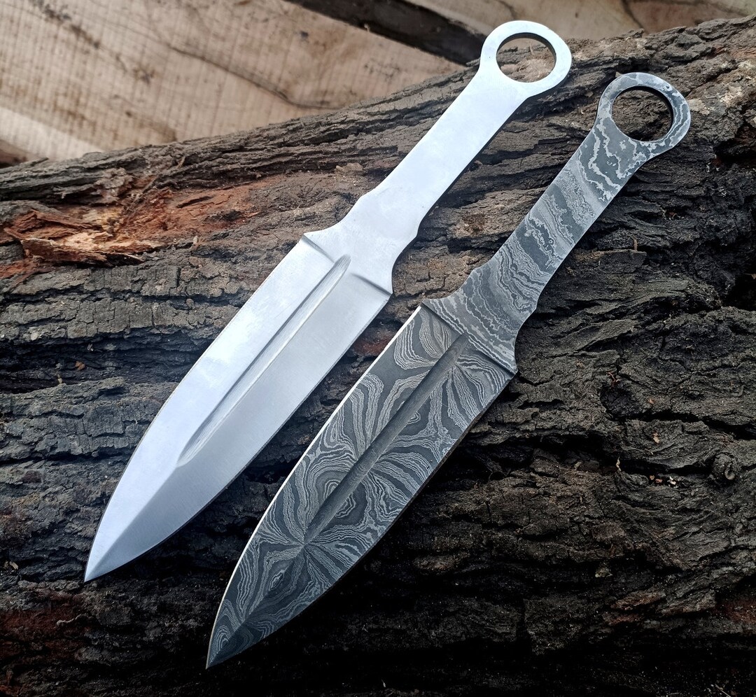 Custom Hand Forged Throwing Knife Full Tang Damascus Steel & Carbon ...