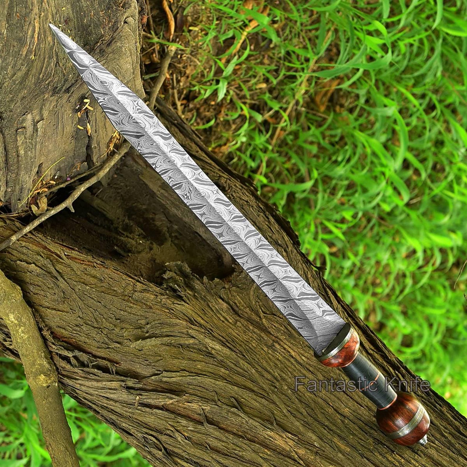 Hand Forged Damascus Gladius Sword: Twist Pattern Micarta Handle, 27 ...