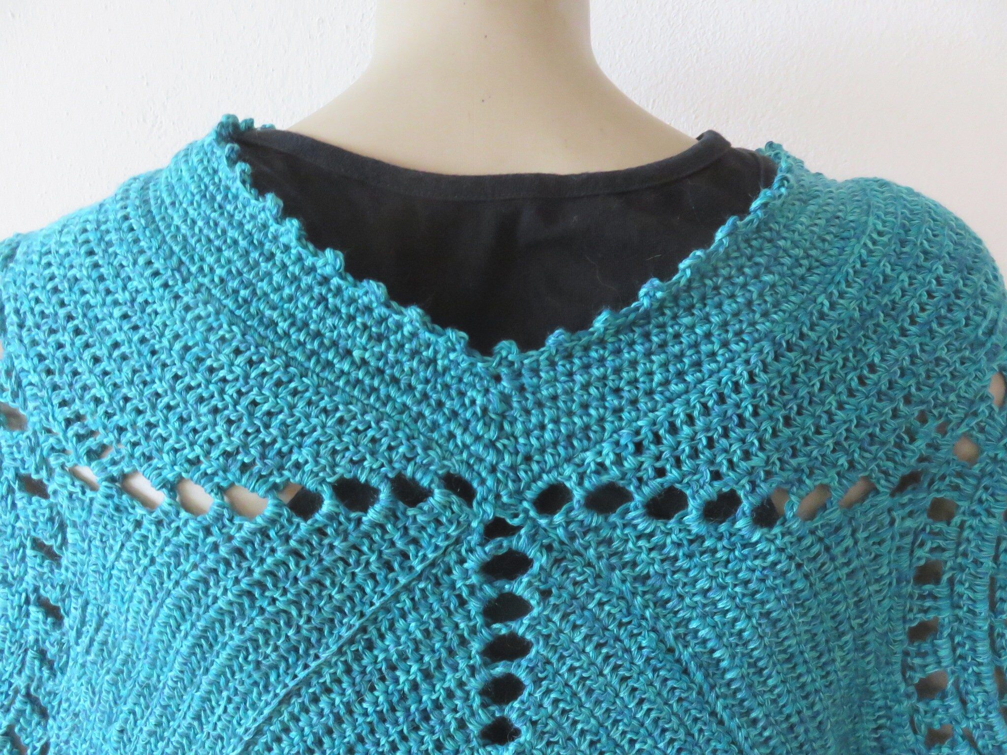 Merino Silk Cashmere Noble Crochet Poncho Unikat Pure Handmade | Etsy