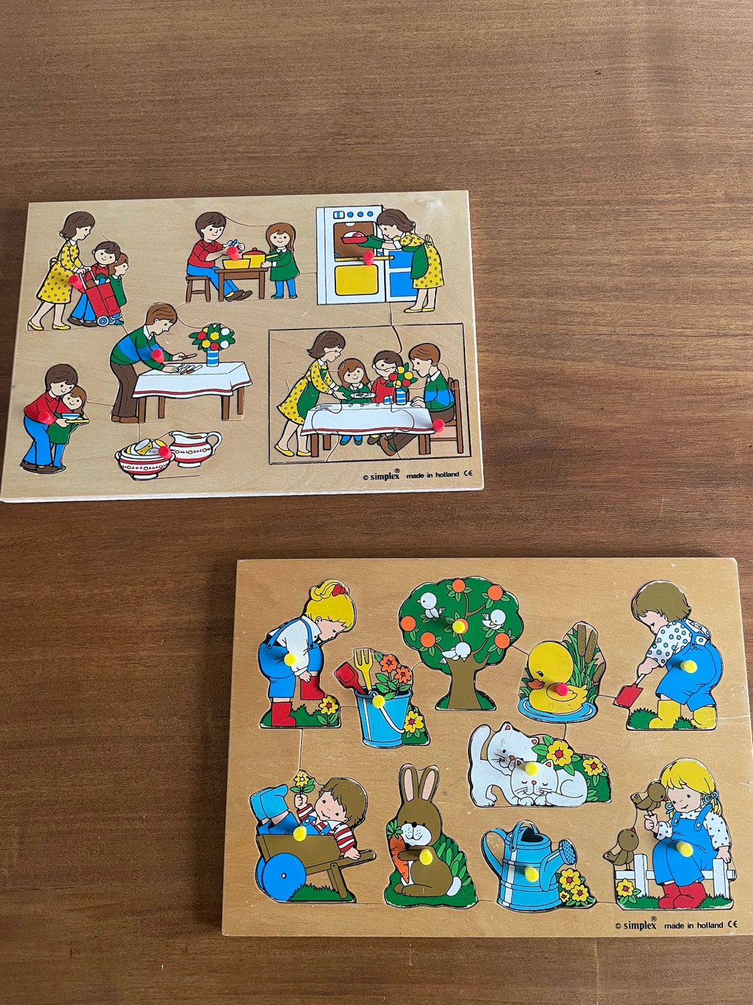 Set of 2 Vintage Wooden Puzzles, 1950s Jig Saw Puzzle, Made by Simplex ...