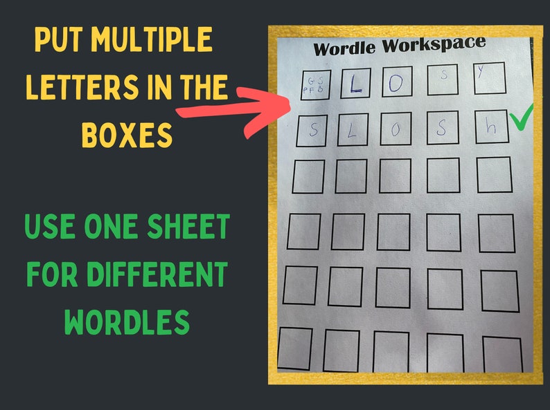 Wordle Worksheet: Printable Puzzle Solver (digital Download) - Etsy