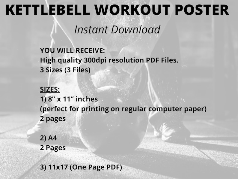 Kettlebell Workout Printable Digital Download | INSTANT Download ...