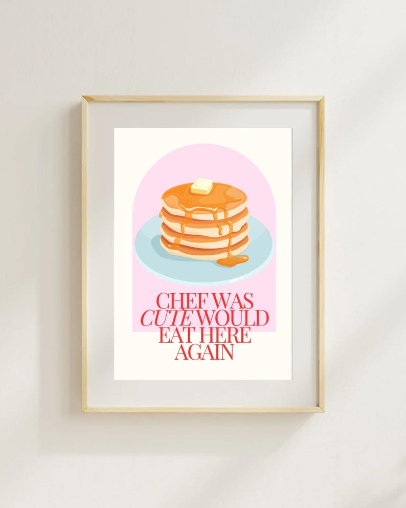 Printable Wall Art, Pink Kitchen Print, Girl Dinner Wall Art, Cute ...