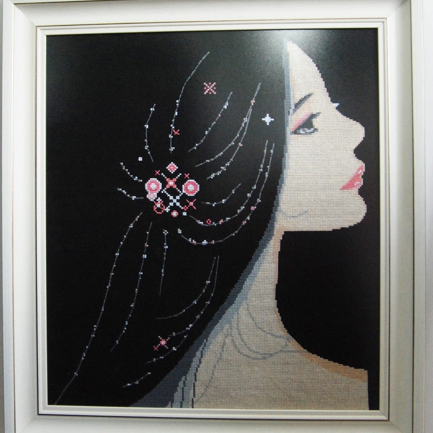 Woman's Profile Finished Handmade Cross Stitch - Etsy