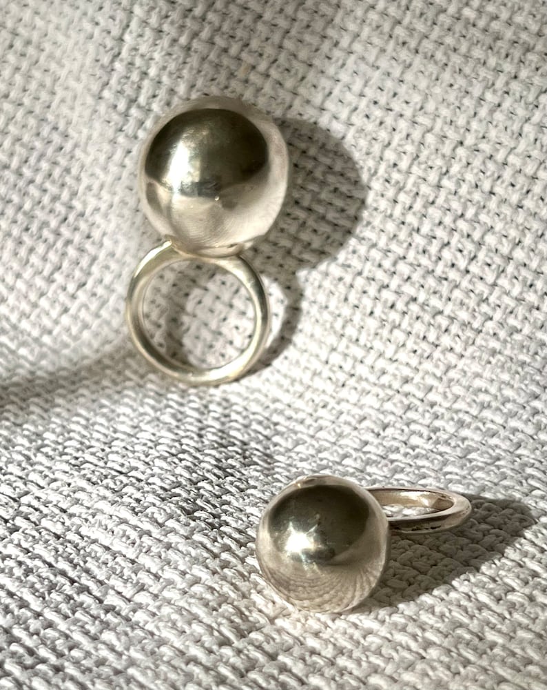 Chunky Silver Globe Ring Handmade Big Sterling Silver Ball - Etsy