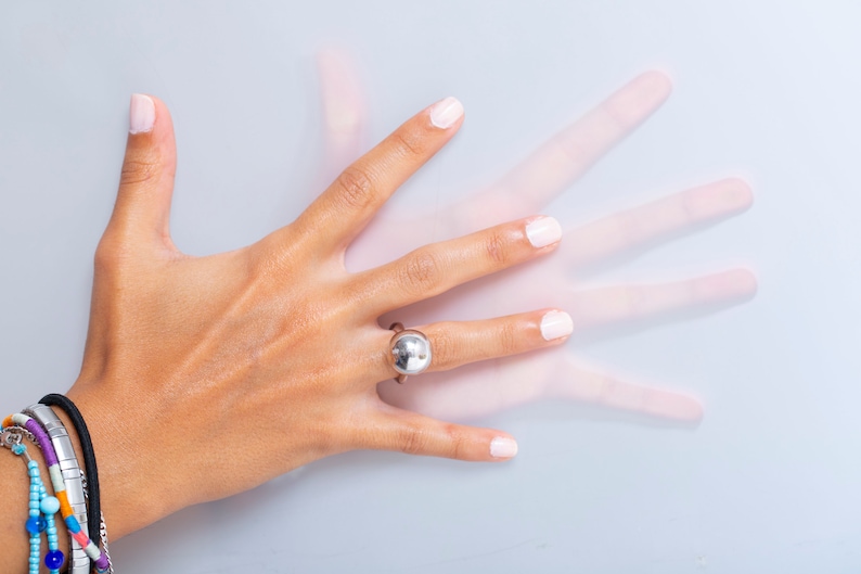 Silver Globe Ring Handmade Sterling Silver Ball Minimalist | Etsy