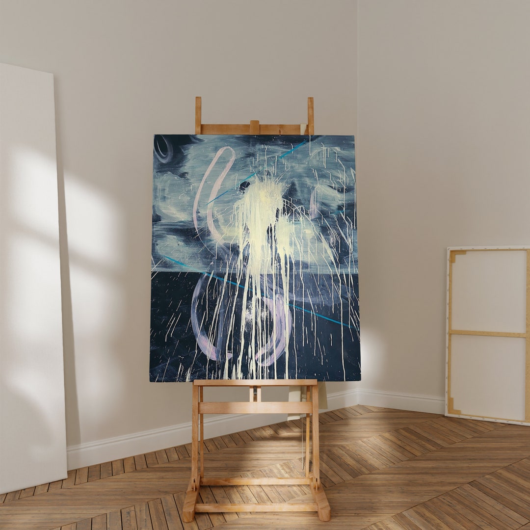 Dark Night Supernova Abstract Painting: Bold Modern Wall Art (120x150cm ...