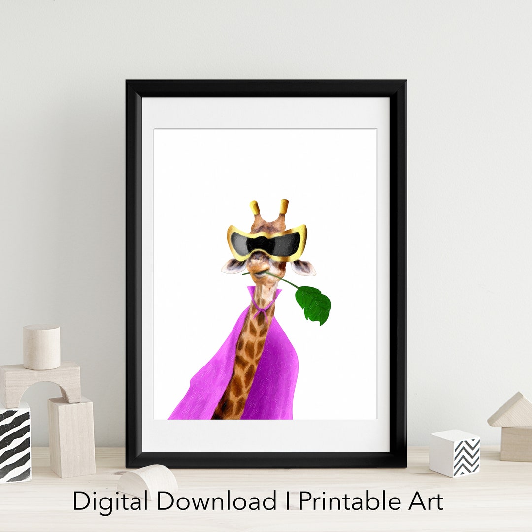 Superhero Giraffe Print | Giraffe Nursery Print | Animal Art | Safari ...