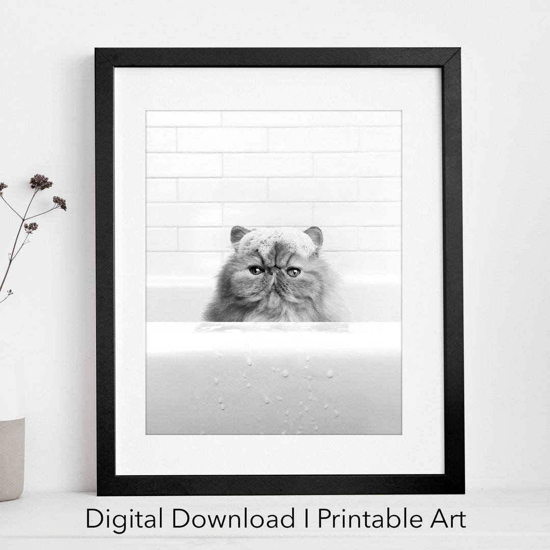 Grumpy Cat Bubble Bath Printable Photo | Digital Download | Bathroom ...