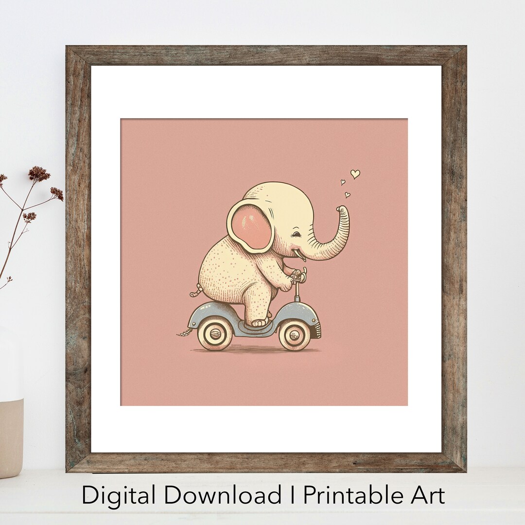 Whimsical Elephant Printable Wall Art | Elephant Print | Elephant Art ...
