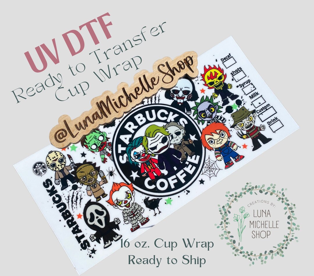 UV DTF Cup Wrap Cup Transfer Horror Cup Wrap, Scary Cup Wrap UV Dtf Cup Transfer Halloween Cup ...