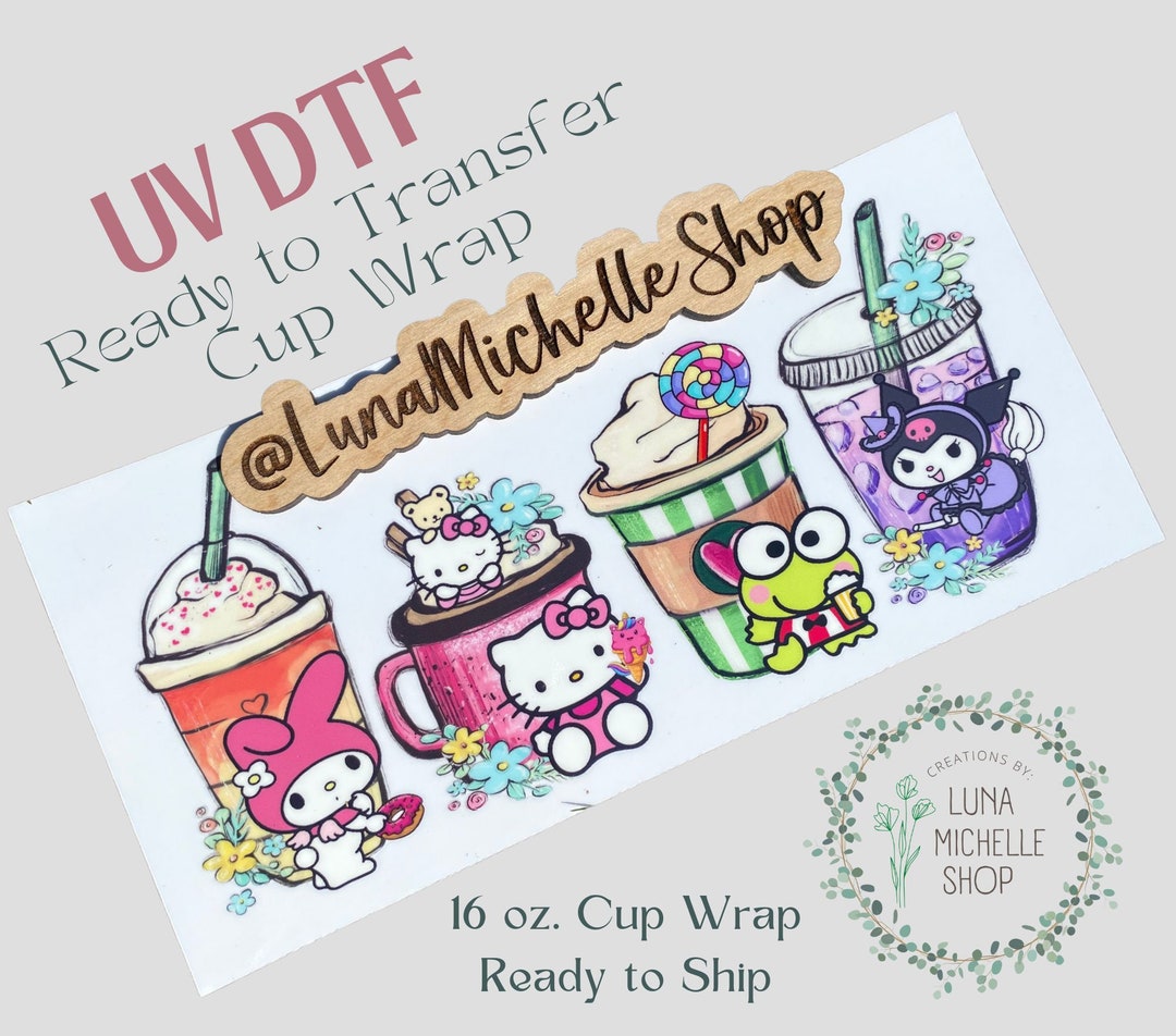 UV DTF Cup Wrap | Cup Transfer |cute Kitty Wrap, Girly Decals | UV Dtf ...
