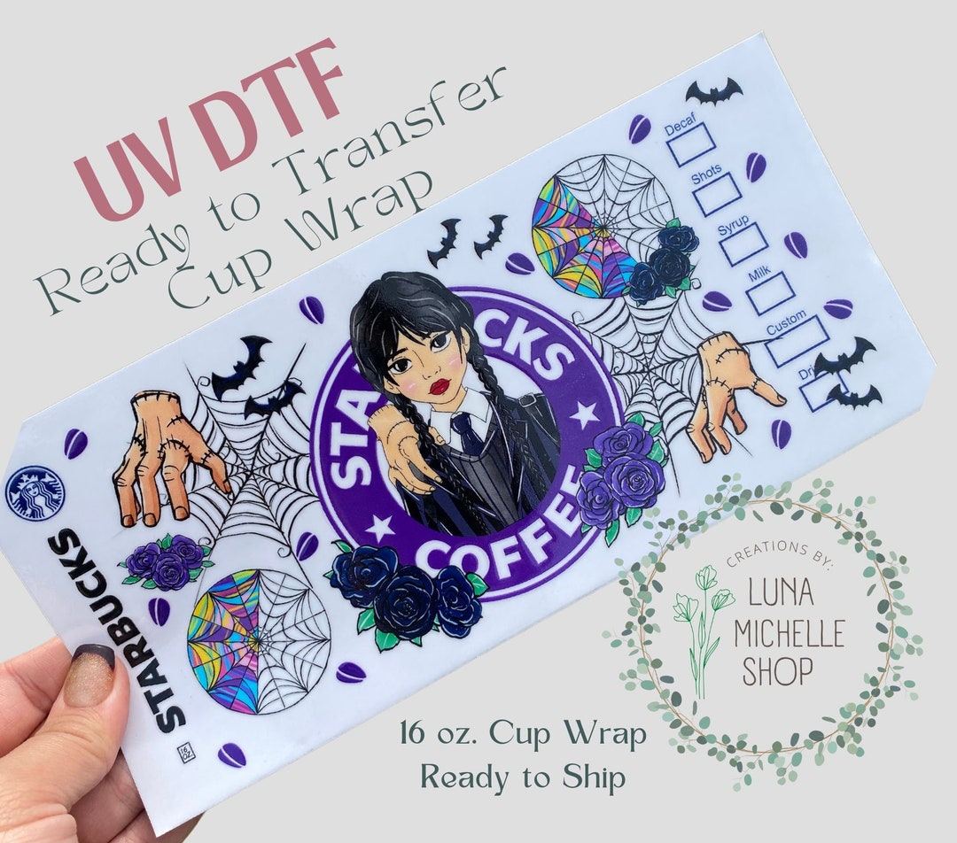 UV DTF Cup Wrap UV Dtf Transfers Wednesday Addams Wednesday Cup Wrap ...