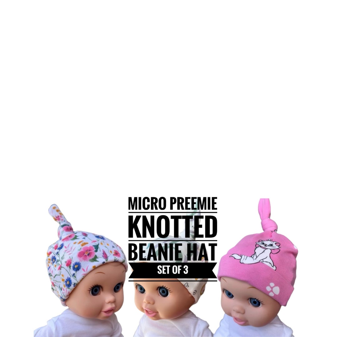 Micro Preemie Knotted Hats, Set of 3, Micro Preemie Girl, NICU Care ...