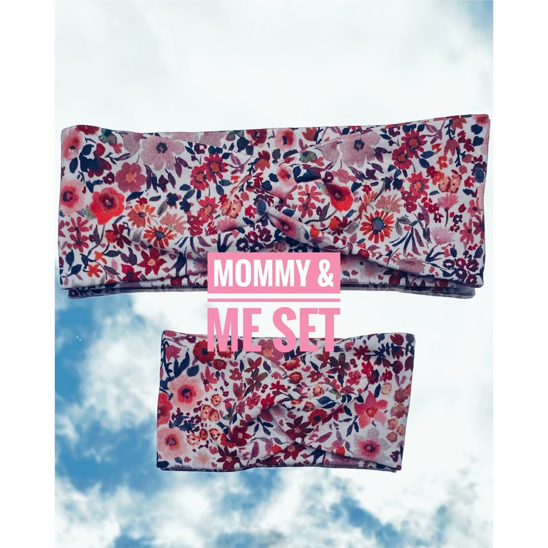 NICU Mom and NICU Baby Girl Floral Headband Set, Set of 2, NICU Baby ...