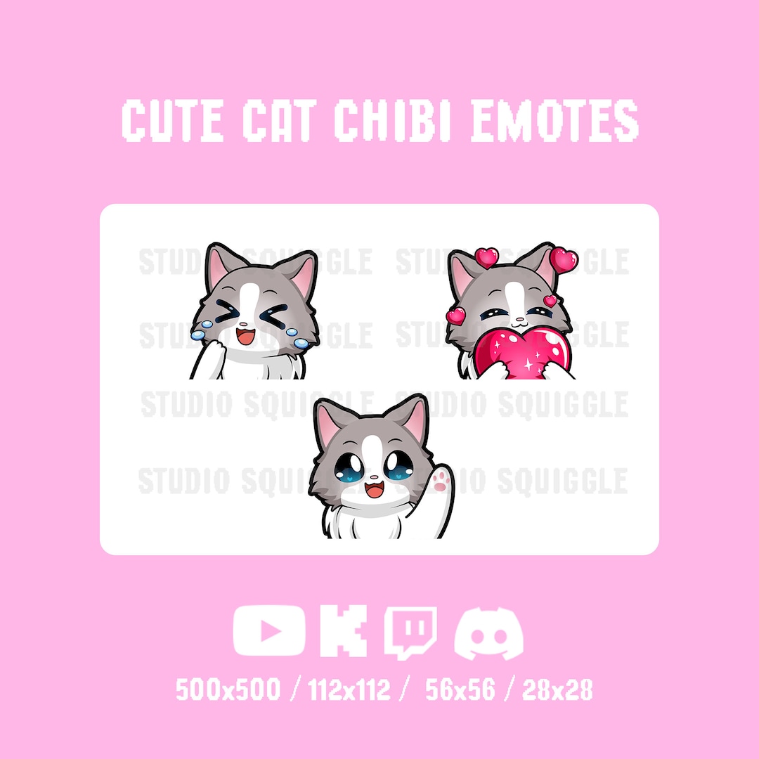 Cute Chibi Cat Emotes 3 Pack Twitch, Discord, Youtube, Kick Ragdoll ...