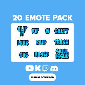 20 Blue Twitch Emotes, Text Emotes, Discord Emotes, Kick Emotes, Emote ...