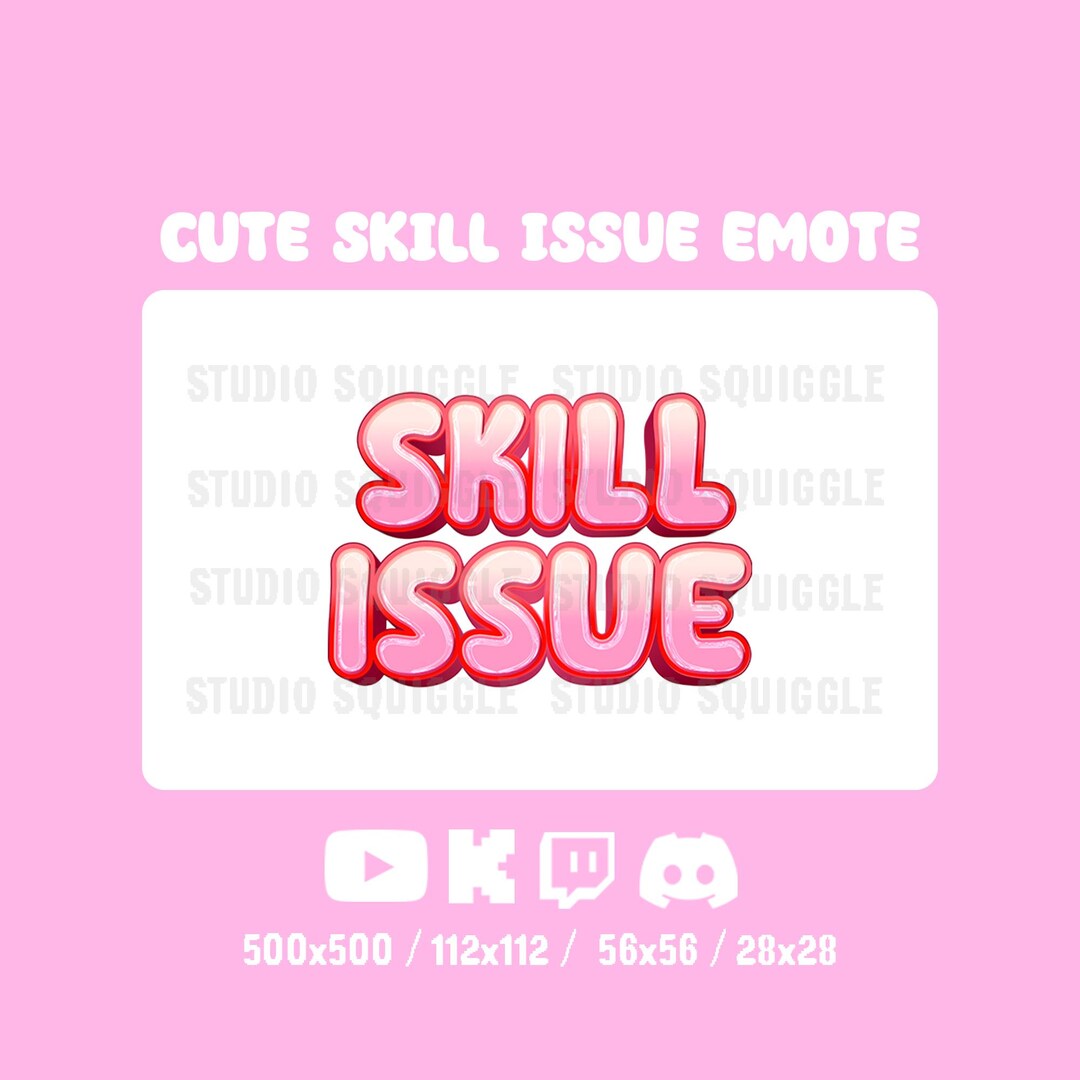 Cute Pink Skill Issue Emote, Animated Emotes Twitch Kick Discord ...