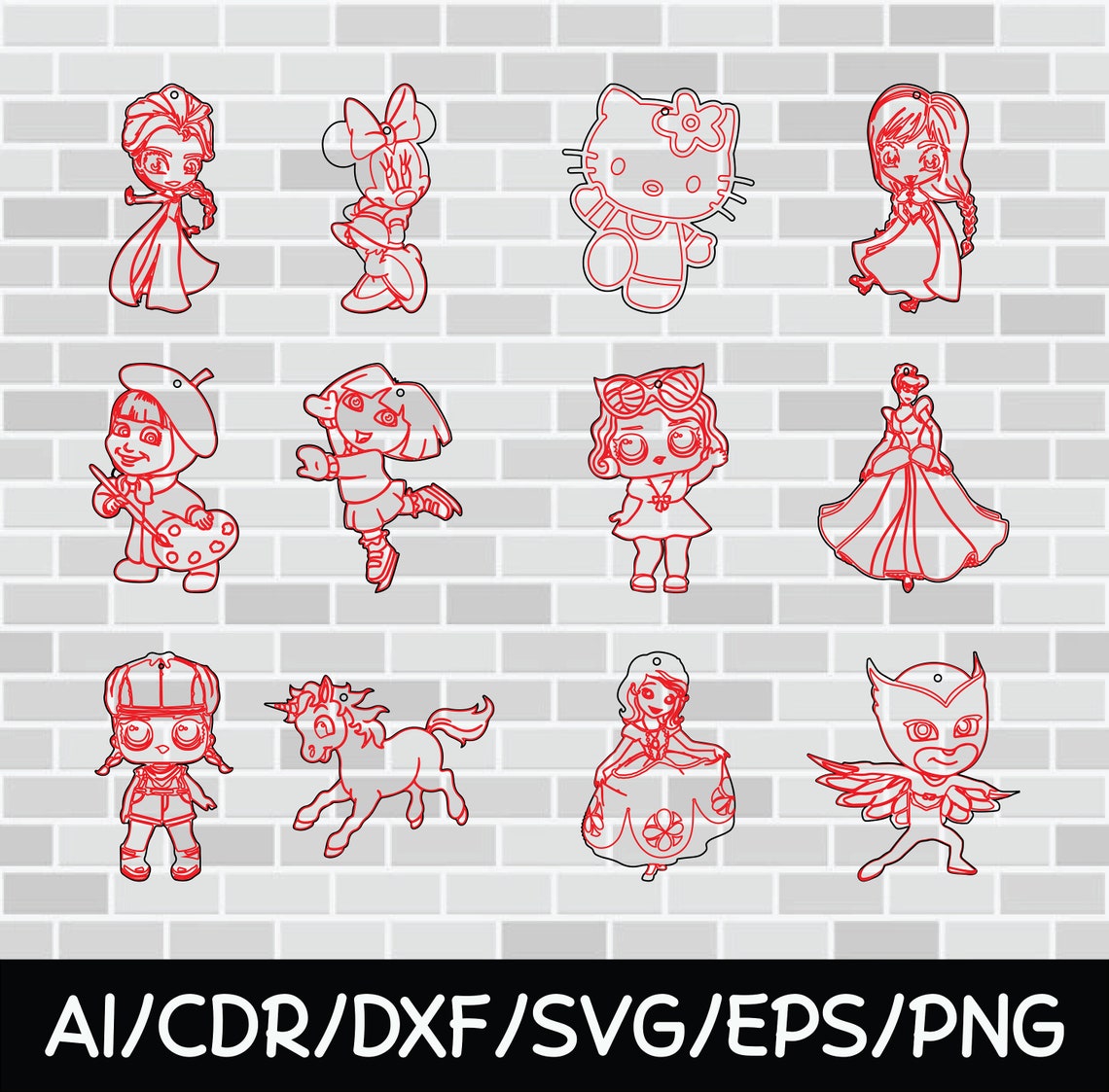 Cartoon Characters for Laser Cut and Print, Cartoon Designs, Svg ...