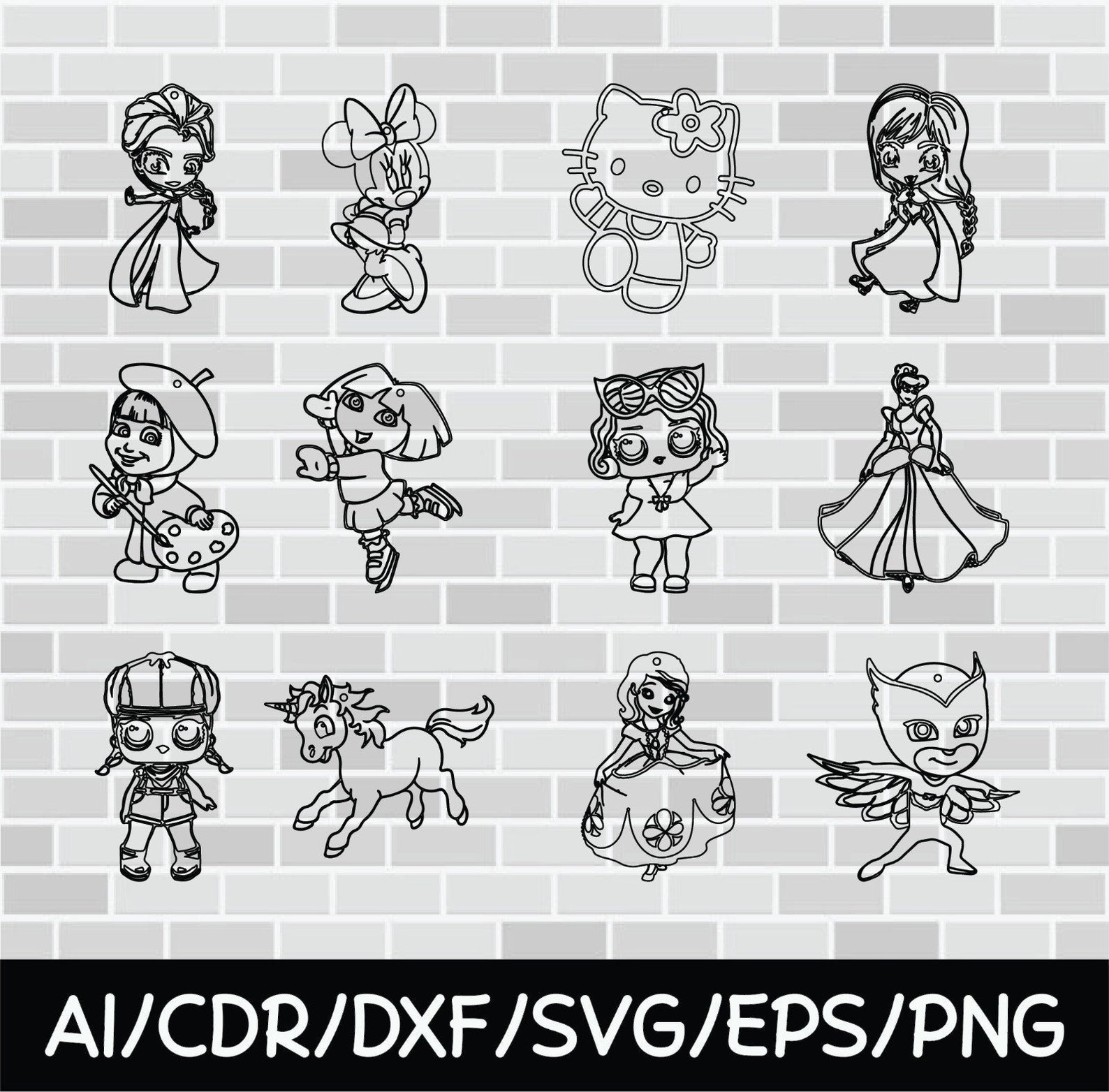 Cartoon Characters for Laser Cut and Print, Cartoon Designs, Svg ...
