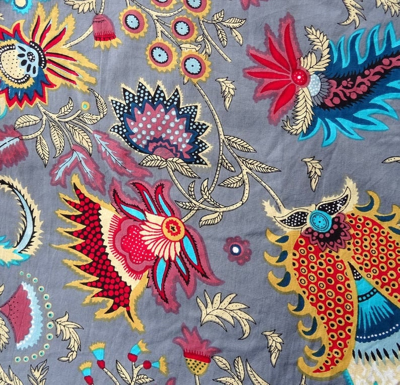 Fabric Natural Print Handmade Cotton Indian Natural Fabric By | Etsy