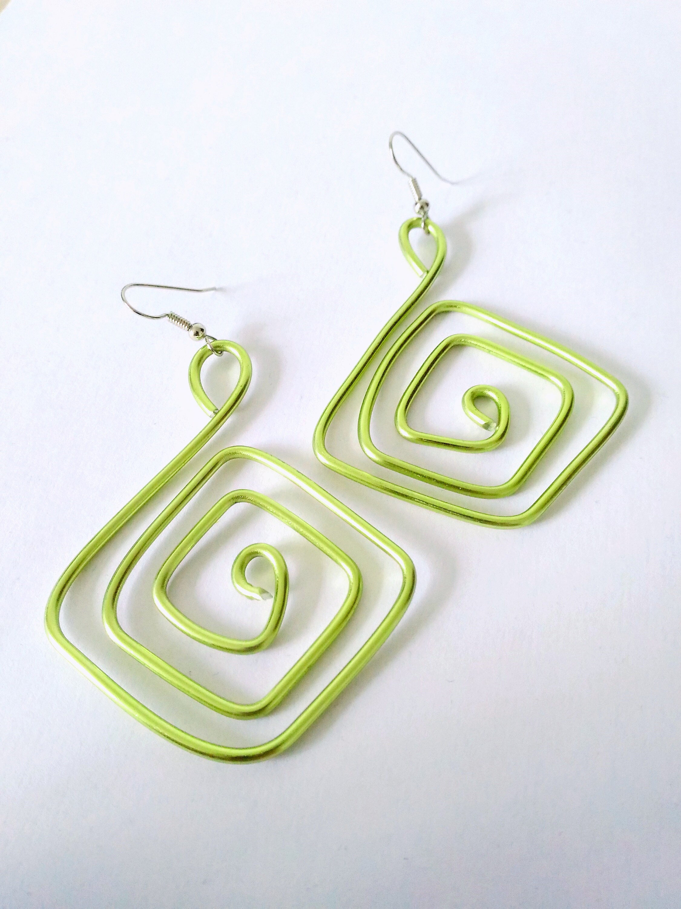 Aluminium Square Spiral Earrings. Contemporary Aluminum Jewelry. Gift ...