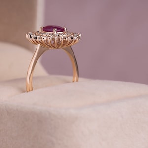 Red Ruby Big Statement Ring Oval Shape & Natural Diamonds - Etsy