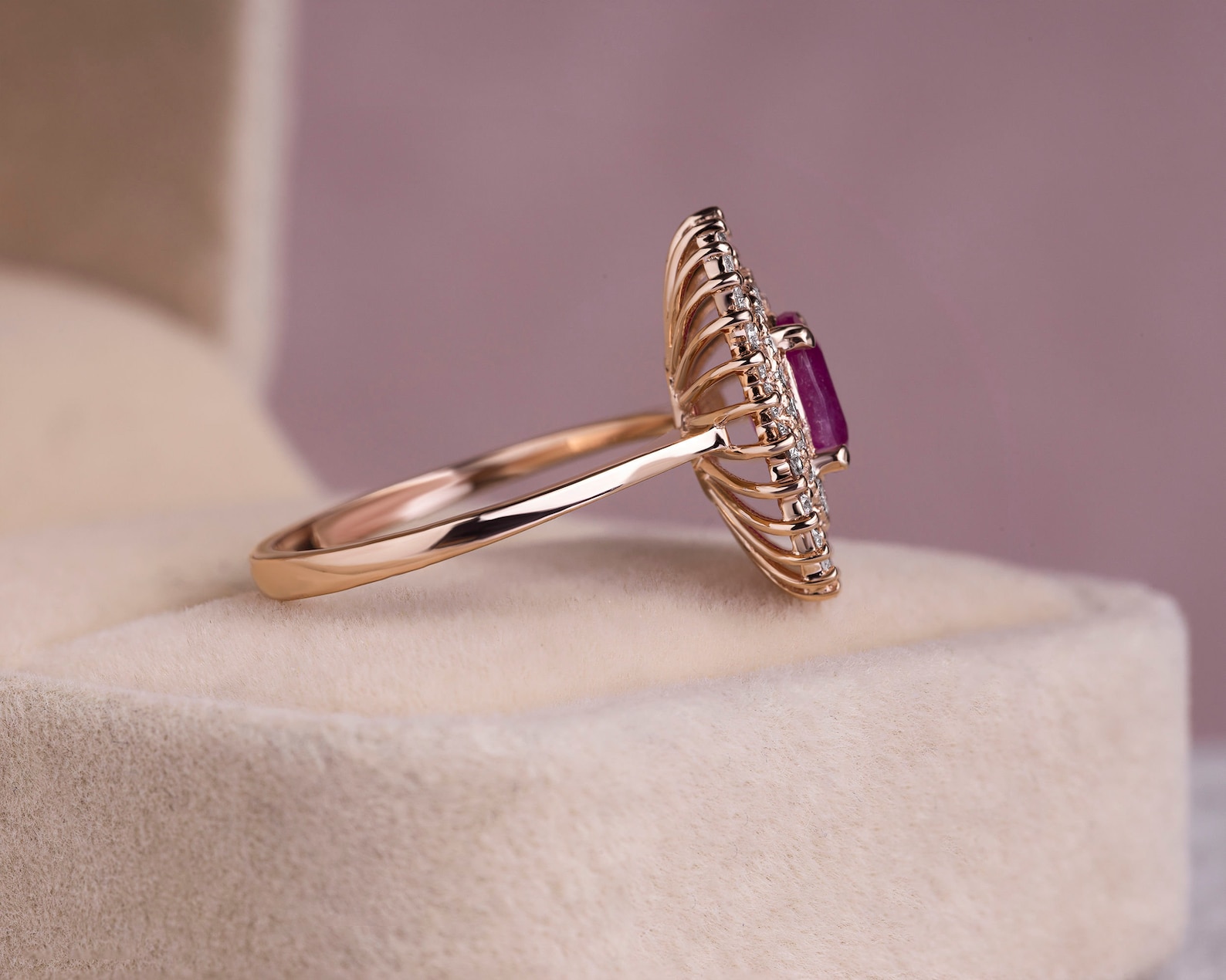 Red Ruby Big Statement Ring Oval Shape & Natural Diamonds - Etsy