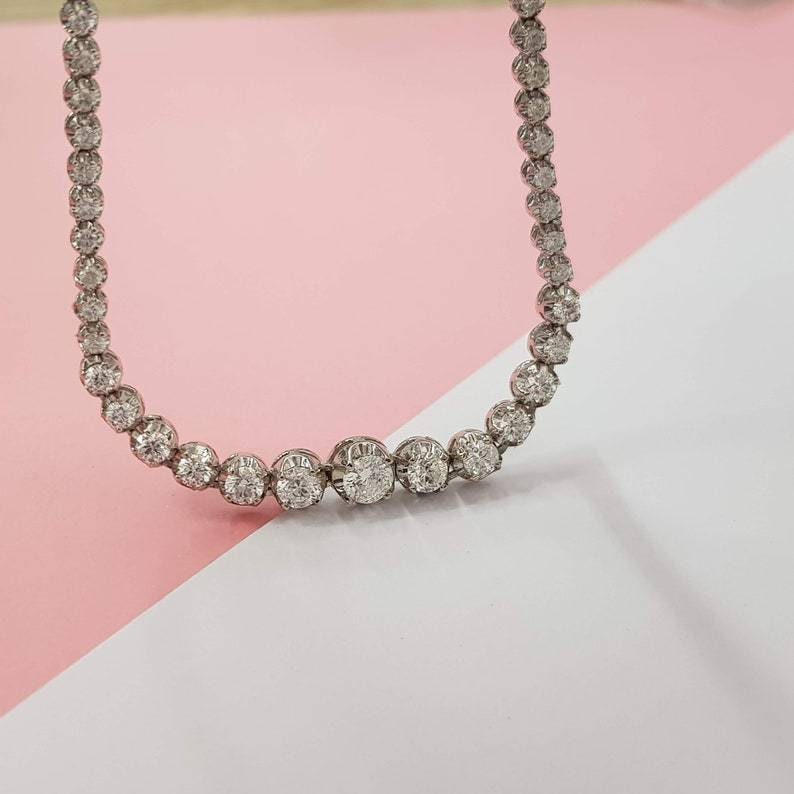 8 Carat Real Diamond Graduated Tennis Necklace, 2mm 3mm 4mm 5mm - Etsy