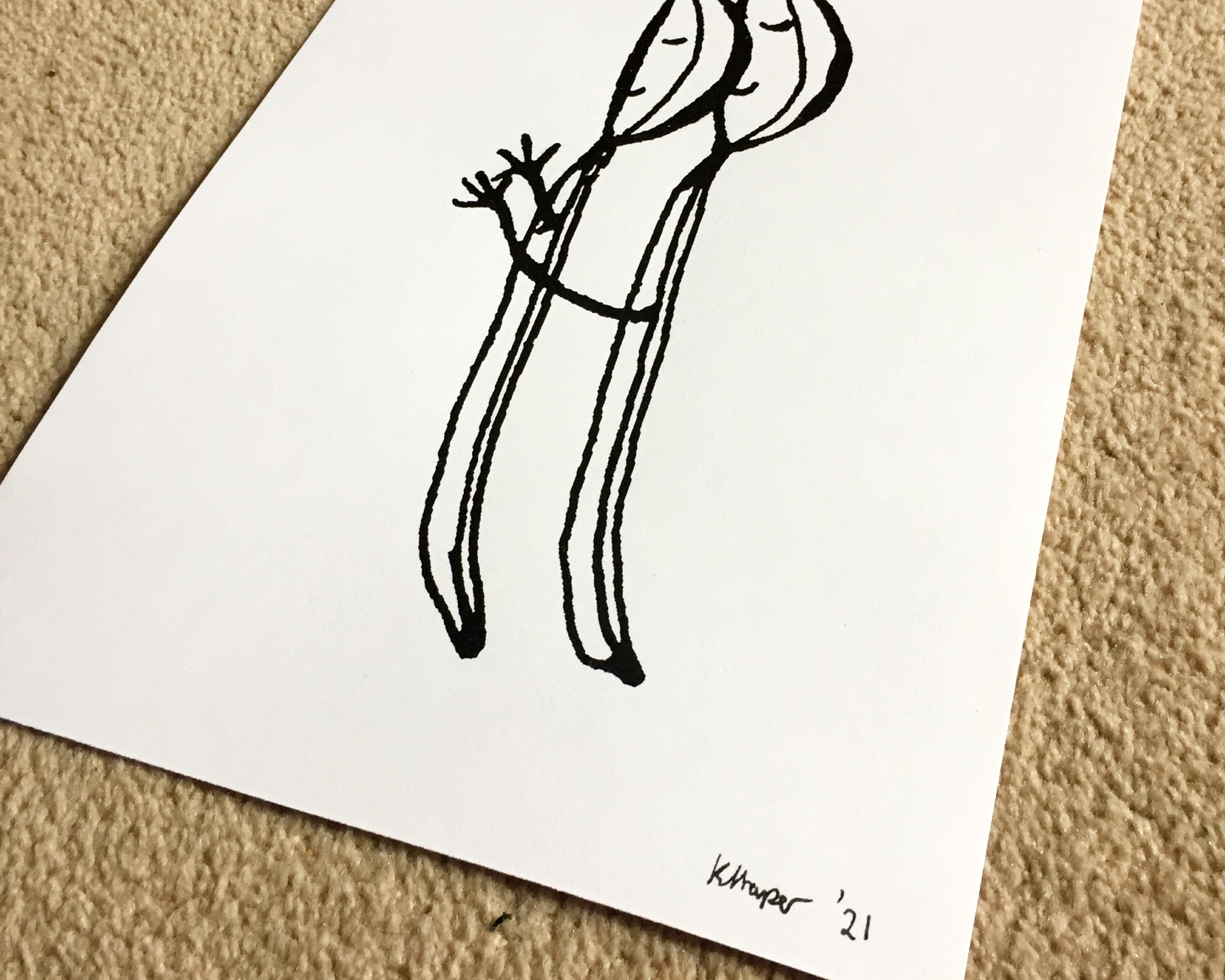 Handmade Cute Cartoon Spoons Snuggling A4 Original Screen Print ...