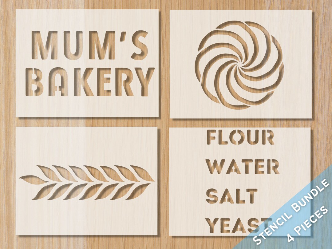 Mum's Bakery Stencil Set: Bread, Cake & Craft Stencils (4pc) - Etsy