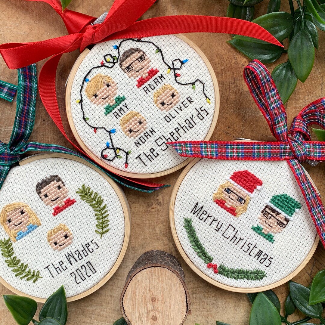 Personalised Stitched Christmas Decorations - Etsy