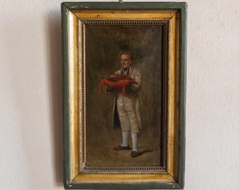 Antique Portrait Oil Painting on Canvas of a Handsome Gentleman 19th ...