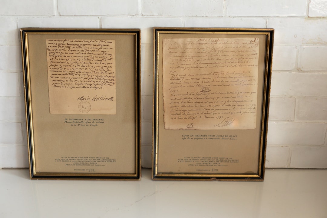 A Pair of Vintage Copy's of Marie Antoinettes Handwritten Letter's ...