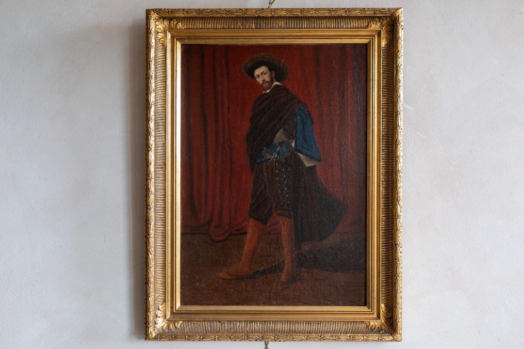 Antique French Actor Portrait Oil Painting – 19th Century Theatre ...