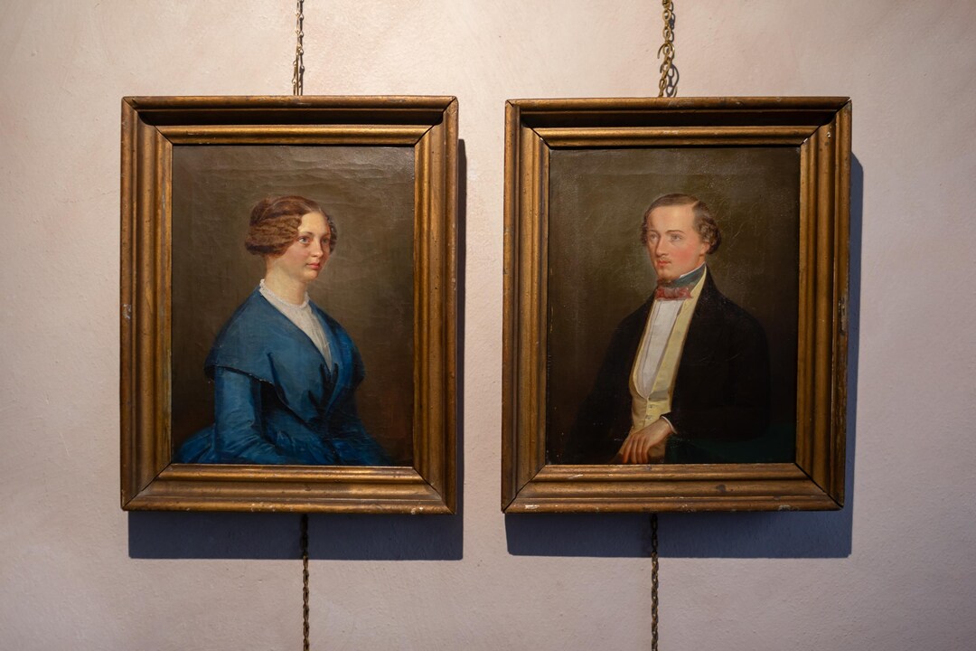 Antique French Portrait Oil Paintings, Portrait of Man and Woman, Couple Portrait, 19th Century ...