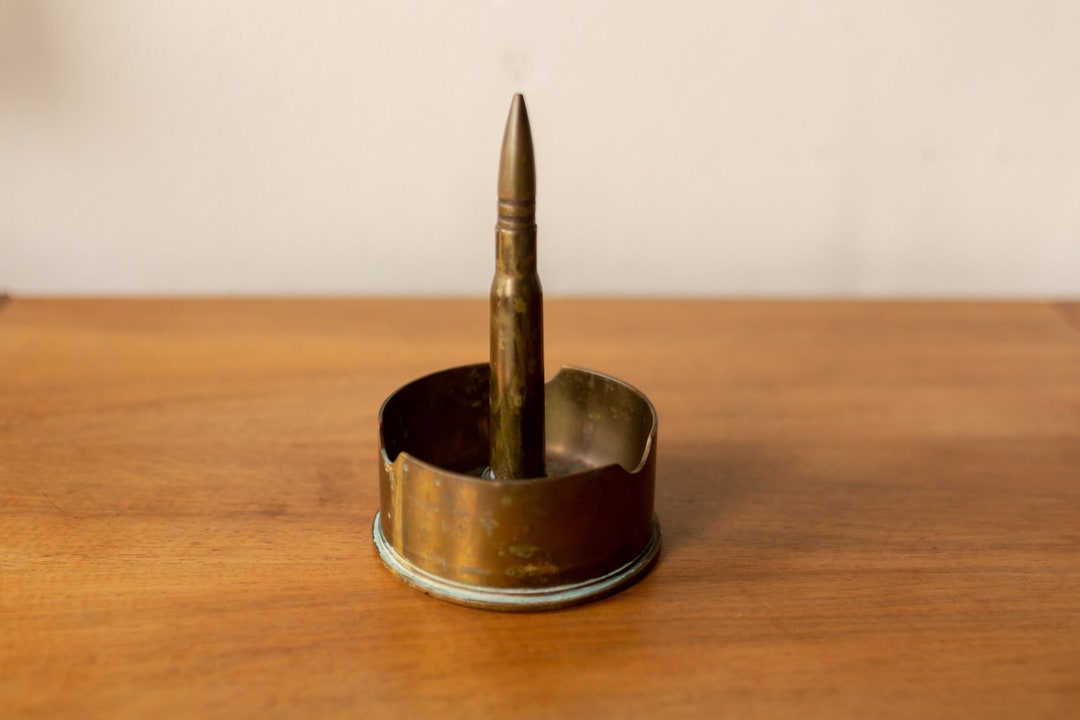 Marked 1943 Vintage WW2 Brass Bullet and Shell Ashtray - Etsy