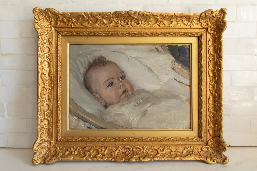 Antique Portrait Oil Painting, Antique Baby Oil Painting Antique Child ...
