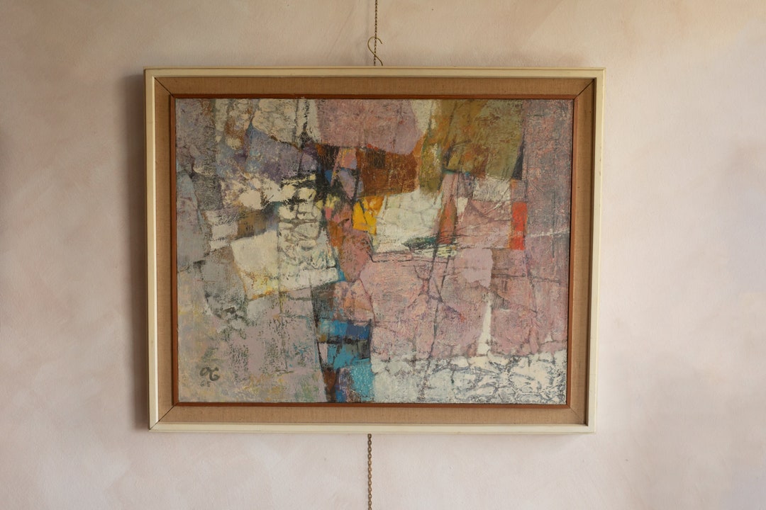 Large Vintage Abstract Painting by Artist Otto Helmut Gerster Titled ...