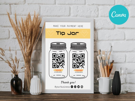 Scan to Pay Tips Virtual Tip Jar QR Code Sign Modern Cash - Etsy