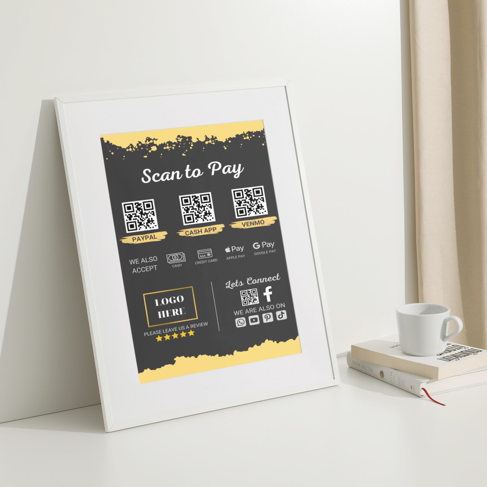 Gold Editable QR Payment Sign Template Printable Scan to Pay - Etsy