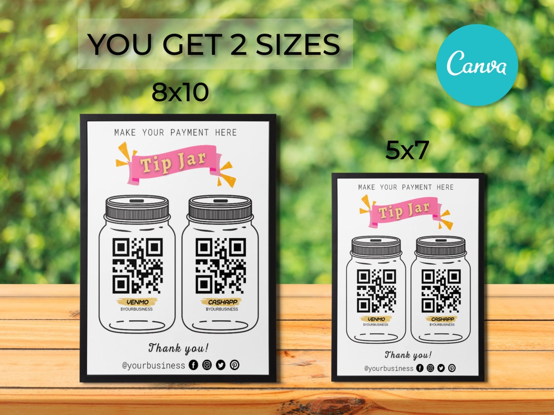 Scan to Pay Tips, Virtual Tip Jar QR Code Sign, Modern Cash App Sign ...
