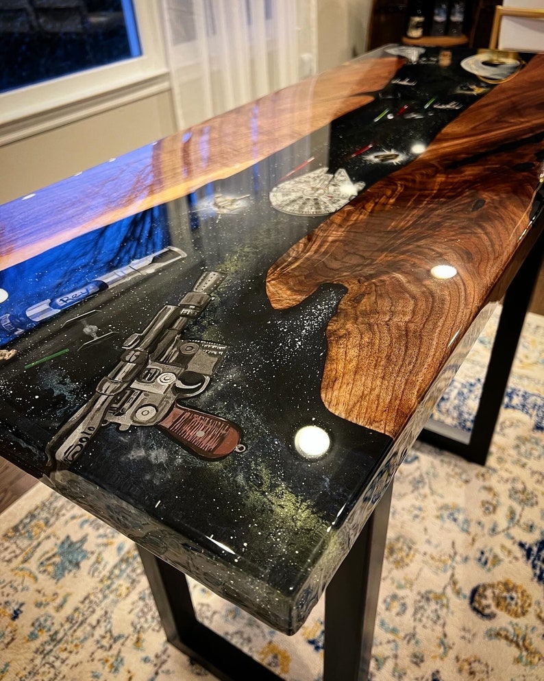 Hand-painted Star Wars Epoxy River Table: Live Edge Walnut Console. - Etsy