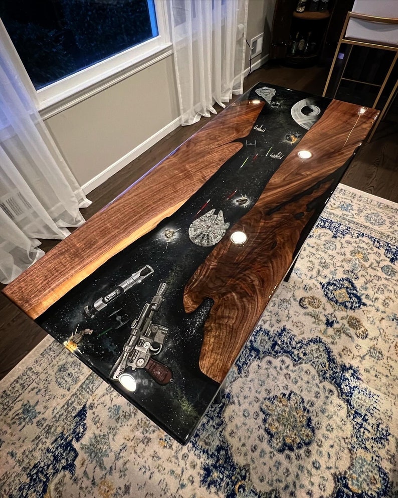Hand-painted Star Wars Epoxy River Table: Live Edge Walnut Console. - Etsy