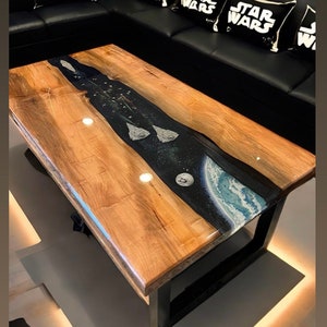 Hand-painted Star Wars Epoxy River Coffee Table: Live Edge Movie ...