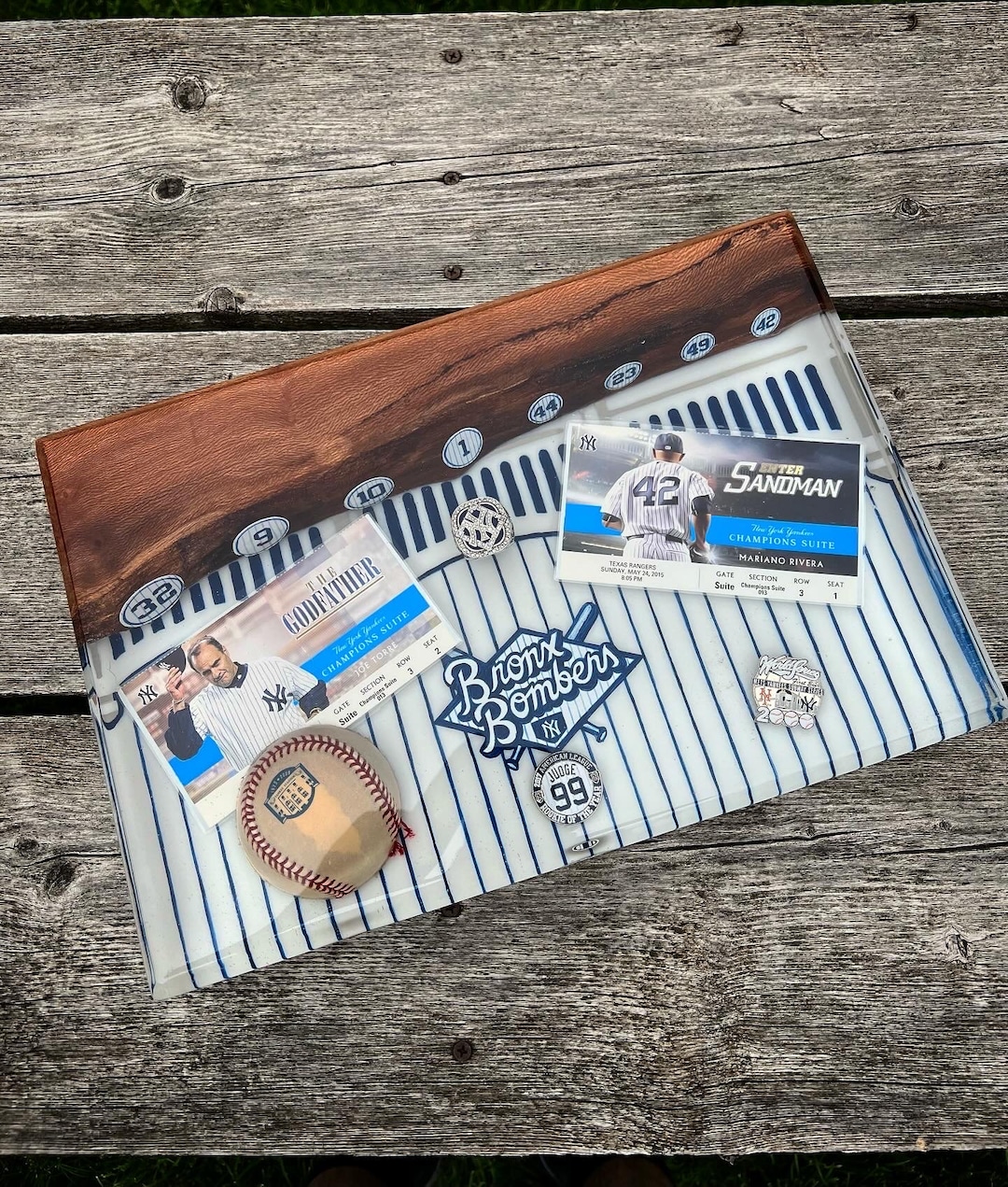 New York Yankee Bar Tray ~ Baseball Epoxy Resin Serving Board ...