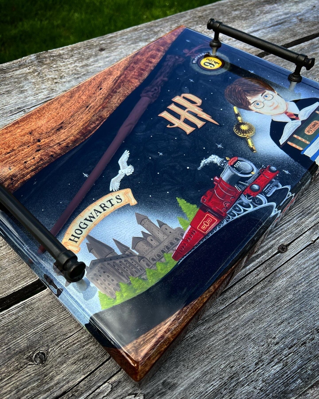 Harry Potter Epoxy Resin Serving Tray: Wizard Charcuterie Board. - Etsy